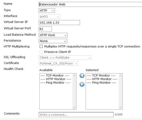 Load Balance en Fortigate, balanceo de webservers. – sysadm.es